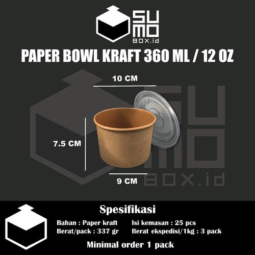 Jual [ISI 25PCS] Paper Bowl Kraft Coklat Laminasi 360ml 500ml 650ml 800ml / Mangkok Kertas ...