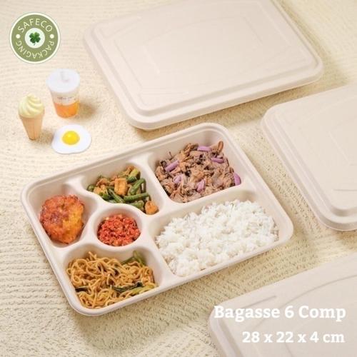 Jual Bagasse Bento Food Lunch Box Kotak Makan 6 Sekat 6 Ramah ...