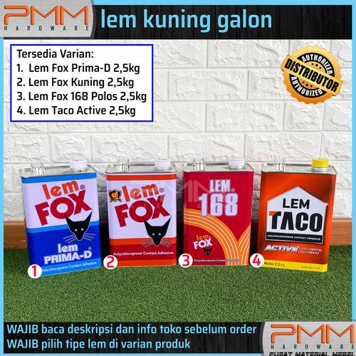 Jual lem fox kuning 168 polos galon lem triplek HPL melamin plywood - 1 ...
