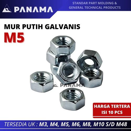 Jual Mur Putih Galvanis M5 Mur Baut M5 Warna Putih Bahan Galvanis ...