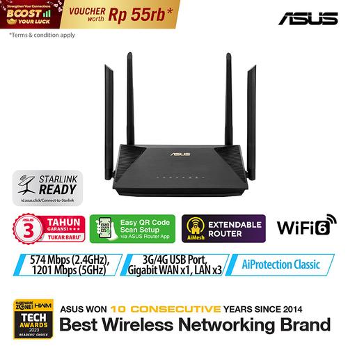 Jual ASUS RT-AX53U AX1800 Dual Band WiFi 6 Wireless Router AiMesh AX 53 ...