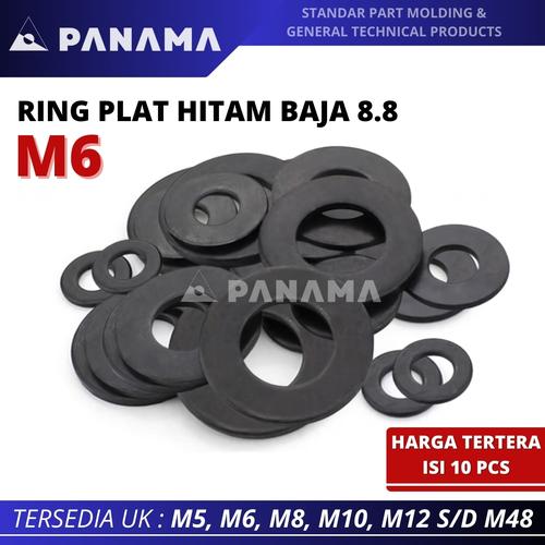 Jual Ring Plat Hitam M6 Washer Plate M6 Flat Washer M6 Baja Grade 8.8 ...