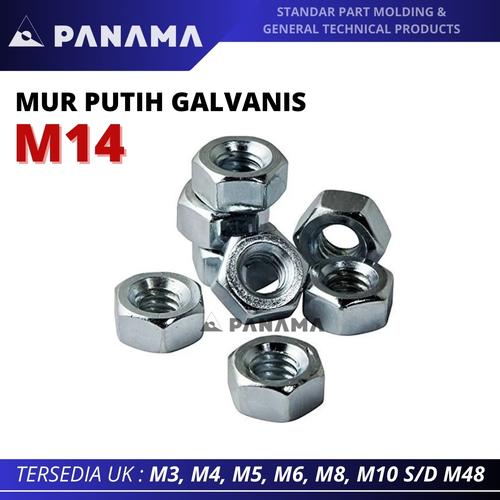 Jual Mur Putih Galvanis M14 Mur Baut M14 Pitch 2.0 Warna Putih Bahan ...