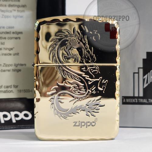 Jual Zippo Original Rep 1941 Tribal Dragon Bordir Design Black and Gold Japan Finish - Jakarta ...
