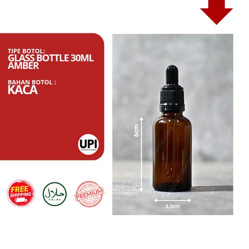 Jual BOTOL KACA BR 30ML AMBER & PIPETTE KACA + RING HITAM + KARET HITAM ...