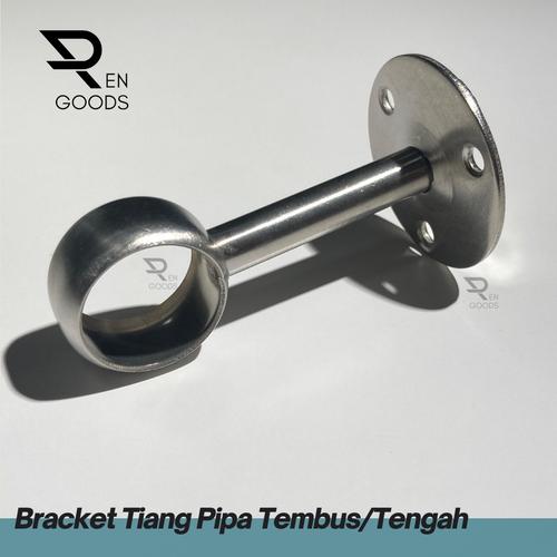 Jual Tiang Bracket Tengah Lubang Bolong Pipa 1 inch Pengunci Gantungan ...