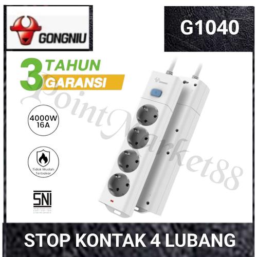 Jual GONGNIU G1040 / STOP KONTAK SWITCH SAKLAR ON OFF 4 LUBANG 3/5M TERMINAL KUNINGAN ANTI PETIR ...
