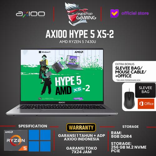 Promo Axioo HYPE 5 X5-2 AMD Ryzen 5 7430U RAM 8GB 256GB SSD 14" FHD ...