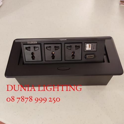 Jual Stop kontak meja meeting lan hdmi table socket flip up hdmi data ...