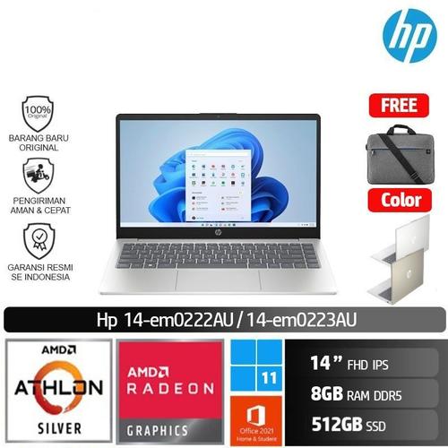 Jual Laptop HP 14-em0222AU em0223AU/AMD Athlon Silver 7120U/8GB/512GB ...