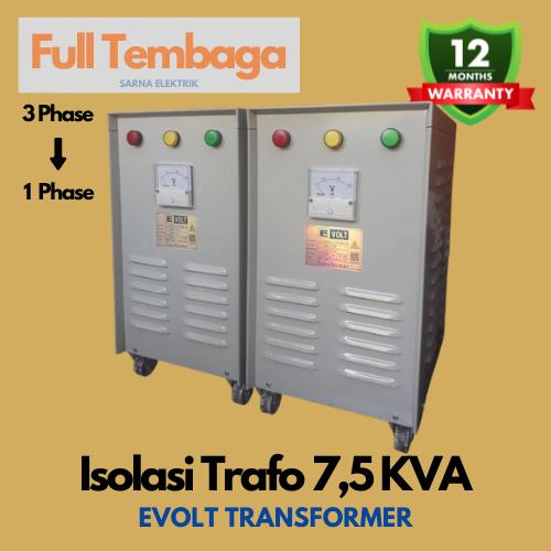 Jual Trafo Isolasi 7,5 KVA - 3 Phase ke 1 Phase - Full Tembaga Dry Type ...