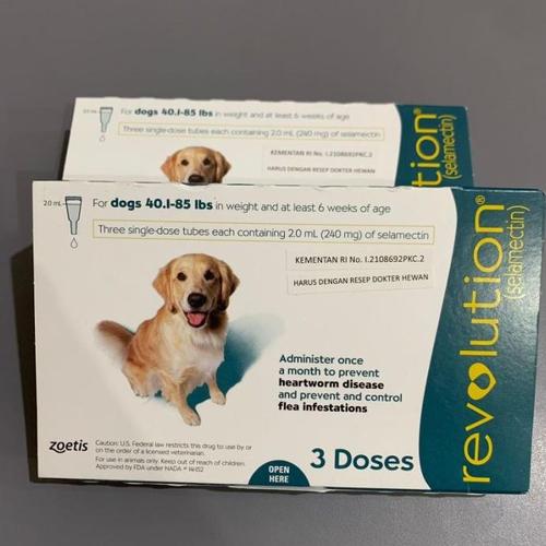 Jual 1Box Obat Kutu Anjing REVOLUTION DOG berat 40,1-85 lbs / 20-40kg ...