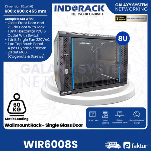 Jual Rack Server 8U INDORACK Wallmount WIR6008S Depth 600MM Single Door ...
