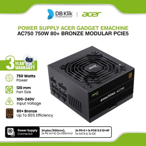 Promo Power Supply Emachine Acer Gadget AC750 750W 80+ Bronze Modular ...