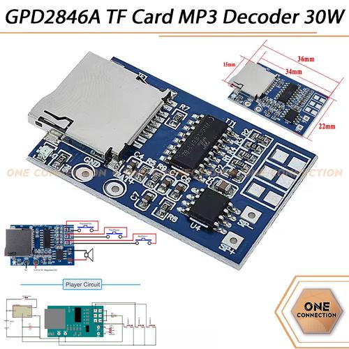 Jual GPD2846A Micro SD TF Card Modul MP3 Decoder Board 2W Amplifier ...