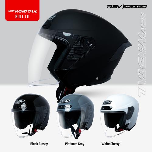 Promo helm half face RSV NEW WINDTAIL SOLID - BLACK GLOSSY, LG Cicil 0% ...