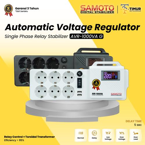 Jual SAMOTO Stabilizer Relay 1000VA GERMANY Socket Colokan Stop Kontak ...