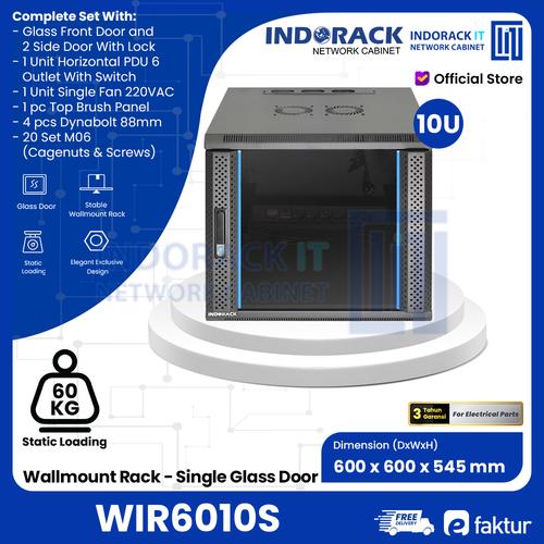 Promo Wallmount Rack INDORACK Single Door Rak Server 10U Depth600mm ...