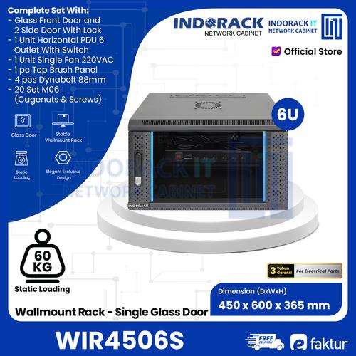 Promo Wallmount Rack INDORACK Single Door RackServer 6U Depth 450mm ...