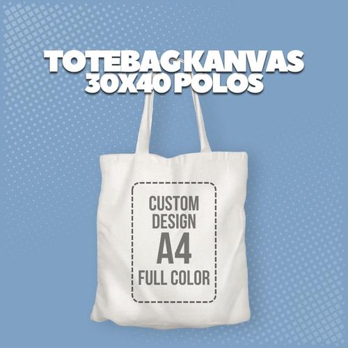 Jual Tote Bag Kanvas Custom Design Satuan 30x40 Putih Polos Sablon A4 ...