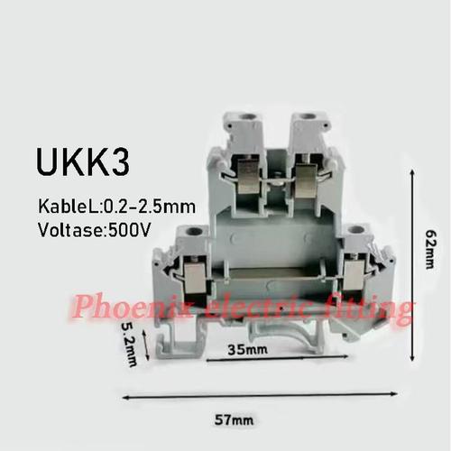 Jual Terminal Block UKK3 (0.2~2.5mm) 500V DoubelDeck Terminal - Jakarta ...