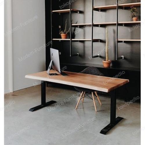 Jual meja kantor meja kerja minimalis modern kayu solid mahoni kaki ...