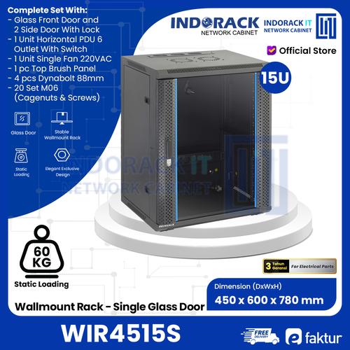 Promo Wallmount Rak INDORACK Single Door Rak Server 15U Depth 450mm ...