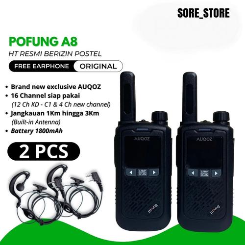 Promo POFUNG x AUQOZ Handy Talky A8 LED - Walkie Talkie 99CH HT Mini ...