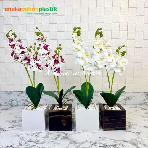 Jual Bunga Artificial Bunga Anggrek Bulan X2 Mini Putih Ungu Variasi ...