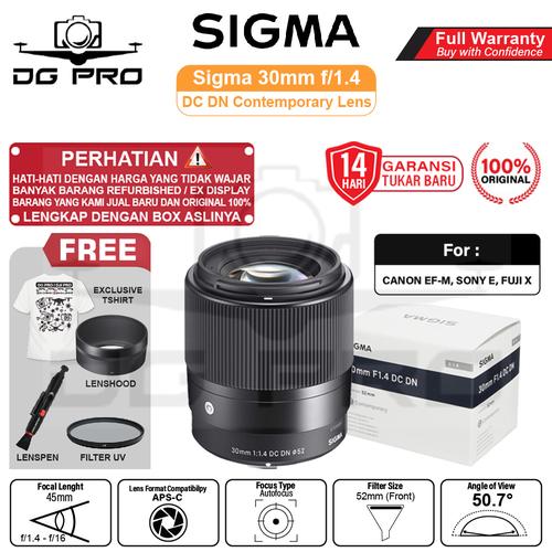 Jual LENSA SIGMA 30MM F1.4 DC DN FOR SONY E / FUJIFILM X / CANON EF M ...