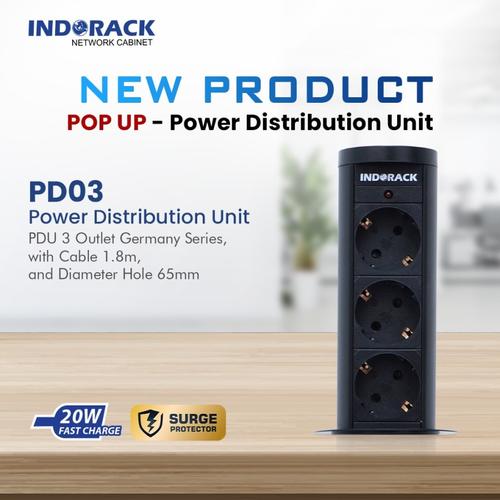 Promo Indorack PD03 Power Socket 3 Outlet Germany Stop Kontak Tanam ...