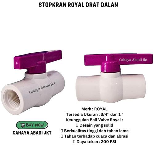 Jual Stopkran PVC Royal Drat Dalam / Ball Valve Stop Kran PVC Drat ...