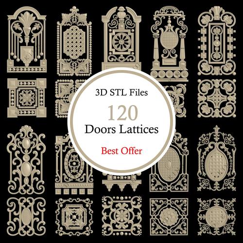 Jual 120 Pcs 3D STL Doors Decorative Lattices Pintu for CNC Router ...