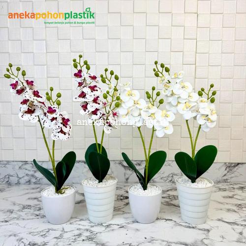 Jual Bunga Artificial Bunga Anggrek Bulan Putih Ungu X2 Mini Variasi ...