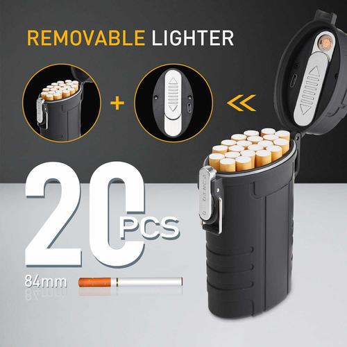 Jual Kotak Rokok 20 Slot Cigarette Model Bulat With Lighter USB JD ...