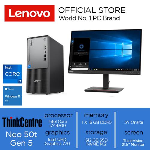 Promo Lenovo ThinkCentre neo 50t Gen 5 Core i7-14700 16GB 512GB SSD W11 ...