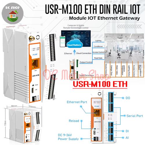 Jual USR M100-ETH Din Rail IO Module IOT Ethernet Gateway MQQT SSL Modbus - Jakarta Pusat - DC ...