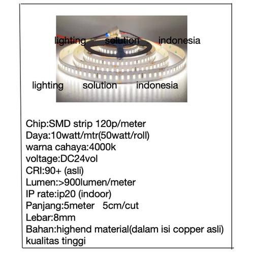 Jual led strip smd 2835 4000k 10w ip20 lebar 8mm 5meter 5cm per cut ...