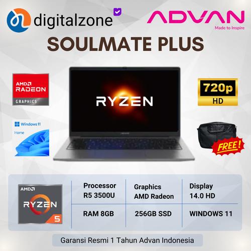 Promo Advan Soulmate Plus Ryzen 5 3500U 8GB 256GB NVMe 14" WIN11 - NO ...