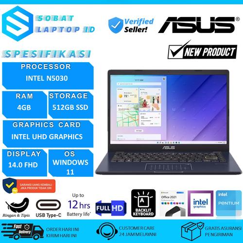 Jual Asus Vivobook 14 l410ma Intel N5030 Ram 4GB 512GB ssd 14 inch fhd ...