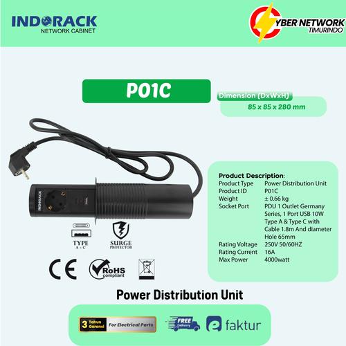 Jual Indorack Stop kontak colokan tanam meja power socket P01C- PDU 1 ...
