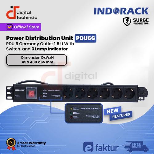 Promo INDORACK Stop Kontak 6 Lubang PDU6G Power Distribution Unit 6 ...