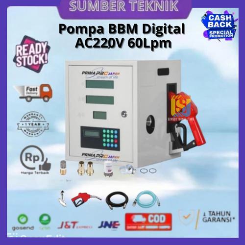 Jual Pompa Transfer BBM Flowmeter Digital 60Lpm Solar AC 220V Fuel Pump ...