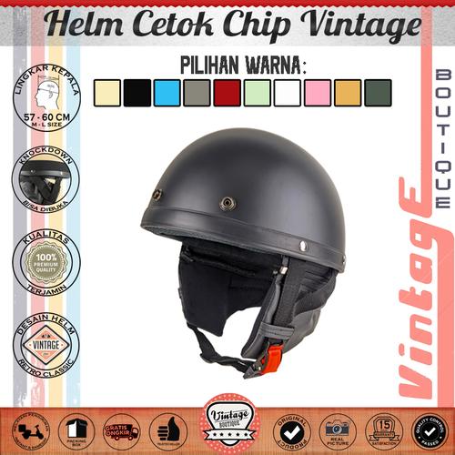 Promo Helm Vintage Cetok Chips Retro Bogo Setengah Kepala Dewasa Ukuran ...