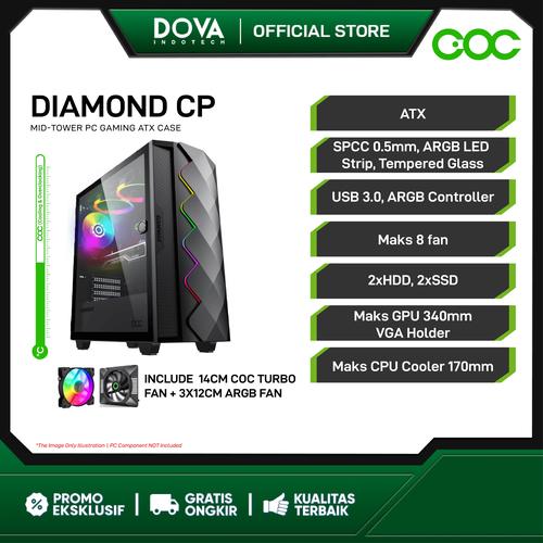 Promo Casing PC Gamemax Diamond CP Mid-Tower PC gaming case - Hitam ...