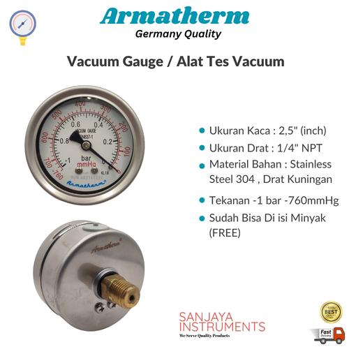 Jual Vacuum Gauge -760mmHg -1 Bar Alat Tes Vacuum Drat 1/4 Material ...