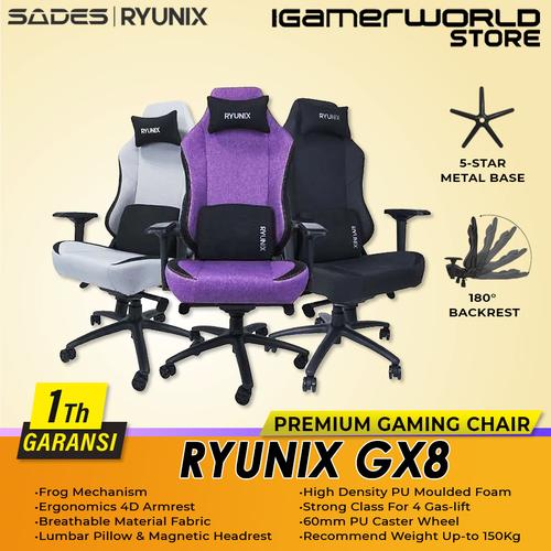 Jual Ryunix GX8 Series Premium Gaming Chair - Kursi Gaming - BLACK ...