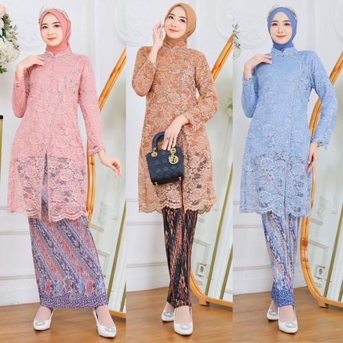 Promo Kebaya Tunik Brokat Syafira Aneka Pilihan Warna Dan Rok Plisket ...
