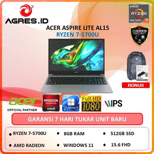 Promo ACER ASPIRE LITE AL15 AMD RYZEN 7 5700U 8GB 512GB w11 15" fhd ...