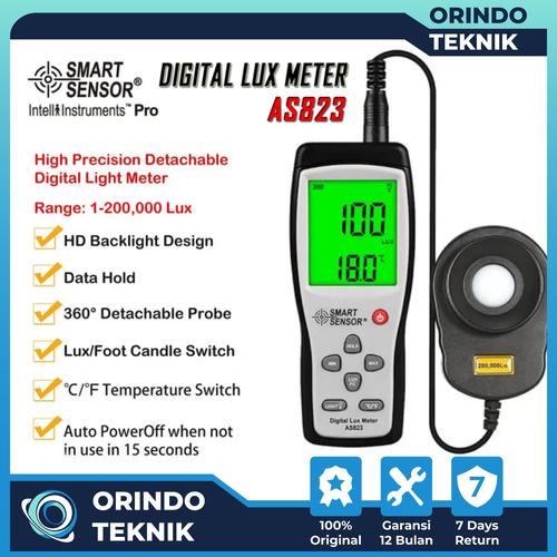 Jual Lux Meter Smart Sensor AS823 Sertifikat Kalibrasi Light Tester AS ...